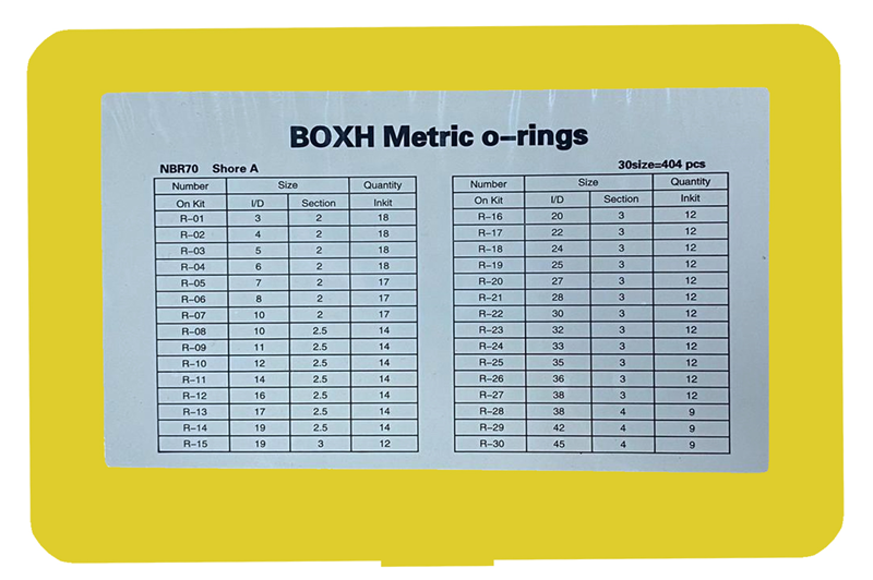 Box H 30 Ölçü 382 Parça Metrik Ölçülü Oring Seti